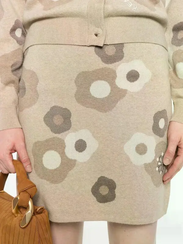 Kenzo Floral-pattern Knit Skirt - Neutrals