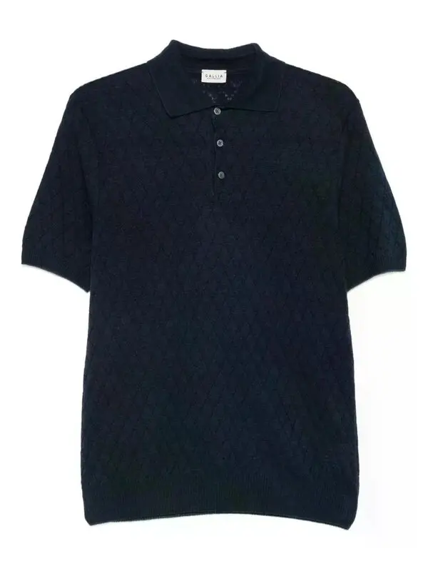 GALLIA Cotton-linen Polo Shirt - Blue
