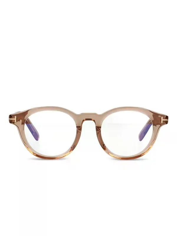 TOM FORD Round Full-rim Glasses - Brown