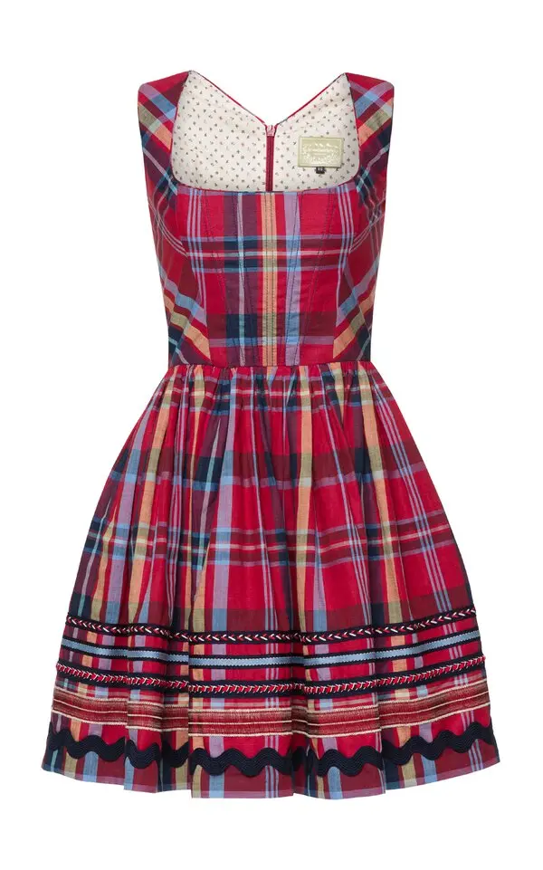 Lena Hoschek Zilly Linen-cotton Mini Dress - Plaid