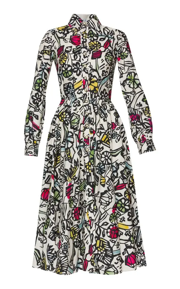 Lena Hoschek Stella Printed Cotton Midi Dress - Multi