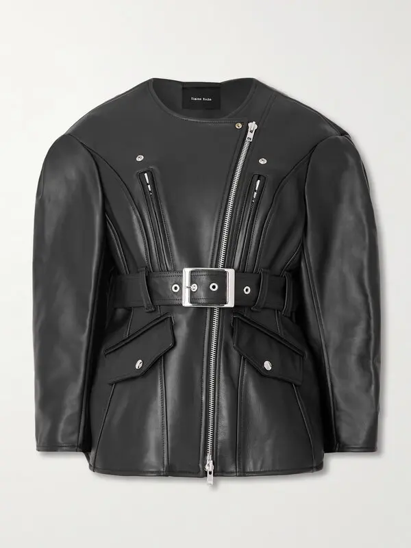 Simone Rocha Belted Leather Biker Jacket