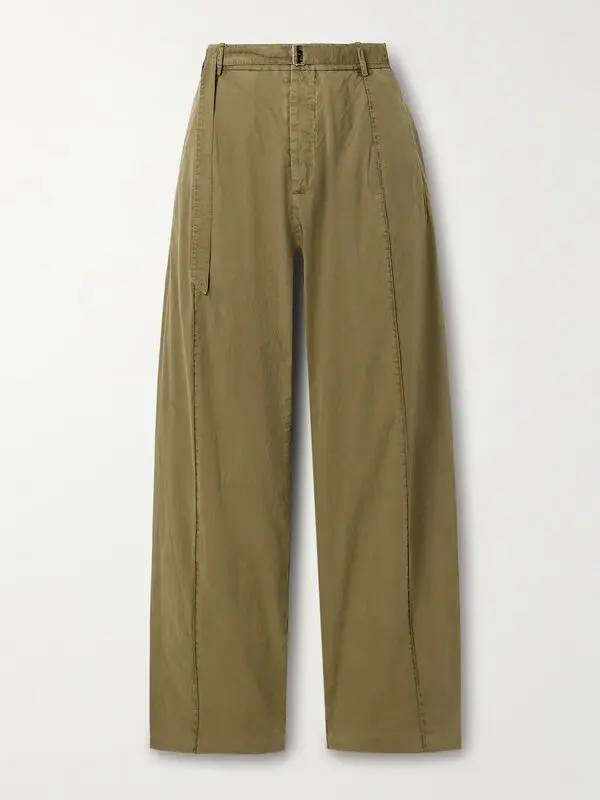 Co Belted Paneled Cotton Wide-leg Pants