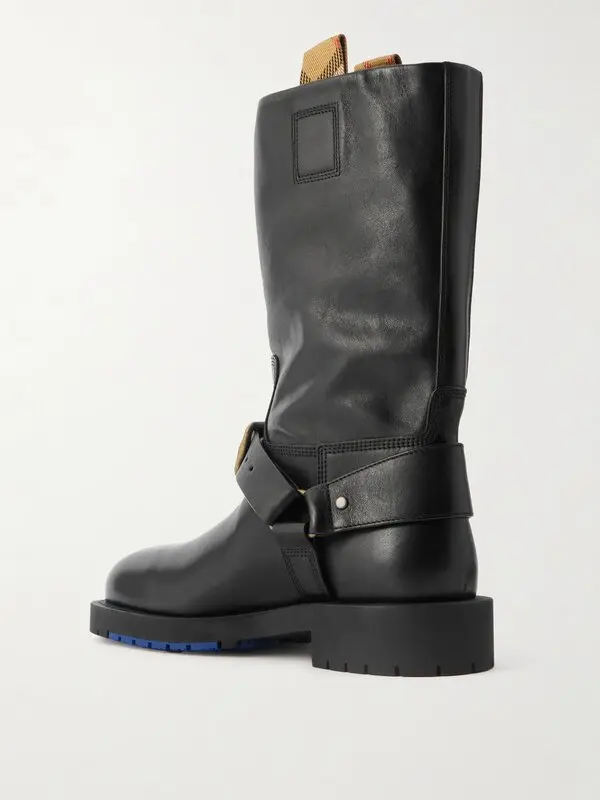 Burberry Buckled Leather Boots - Black