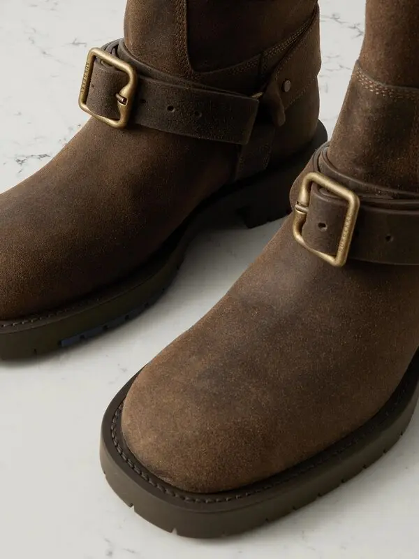 Burberry Buckled Suede Boots - Green