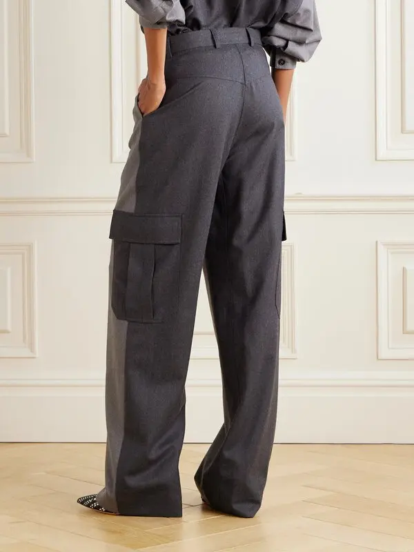 Stella McCartney Paneled Wool Wide-leg Pants - Gray