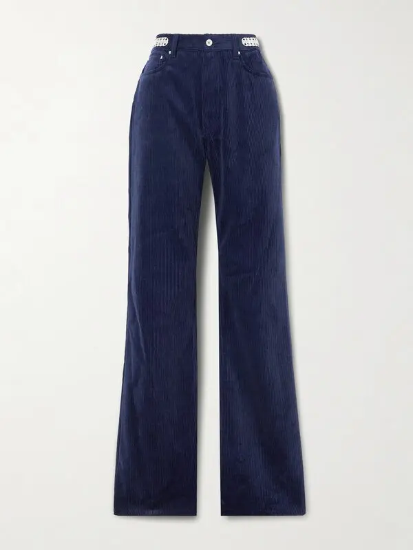Rabanne Embellished Cotton-corduroy Slim-leg Pants
