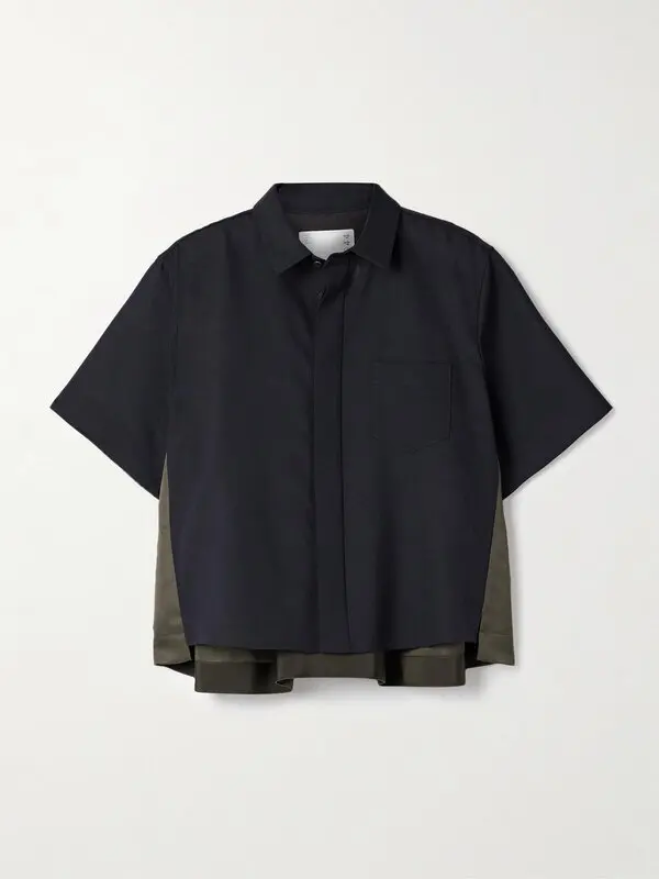 Sacai Paneled Cotton And Shell Shirt