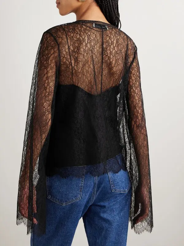 Brandon Maxwell Eloise Chantilly Lace And Crepe Top
