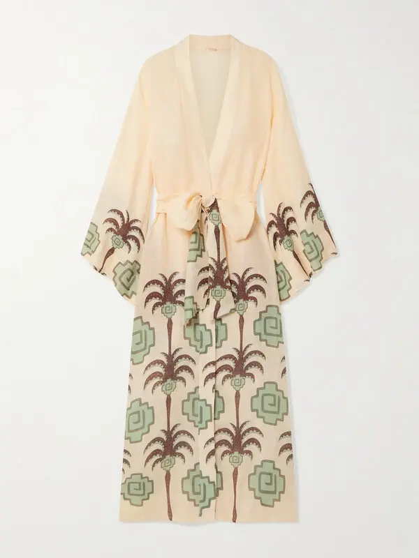 Johanna Ortiz Boa Whisper Belted Printed Linen Coverup - Multi