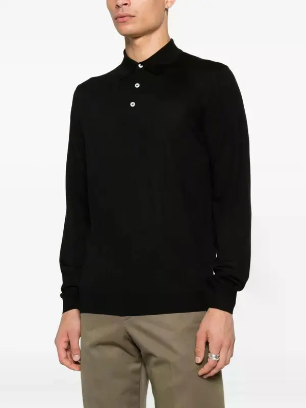LARDINI Long-sleeve Wool Polo Shirt