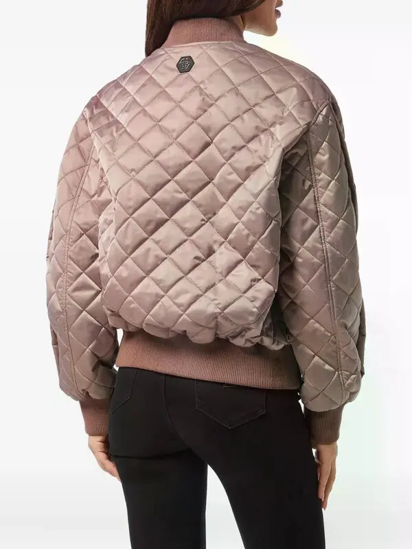 Philipp Plein Quilted Embroidered Bomber Jacket - Pink