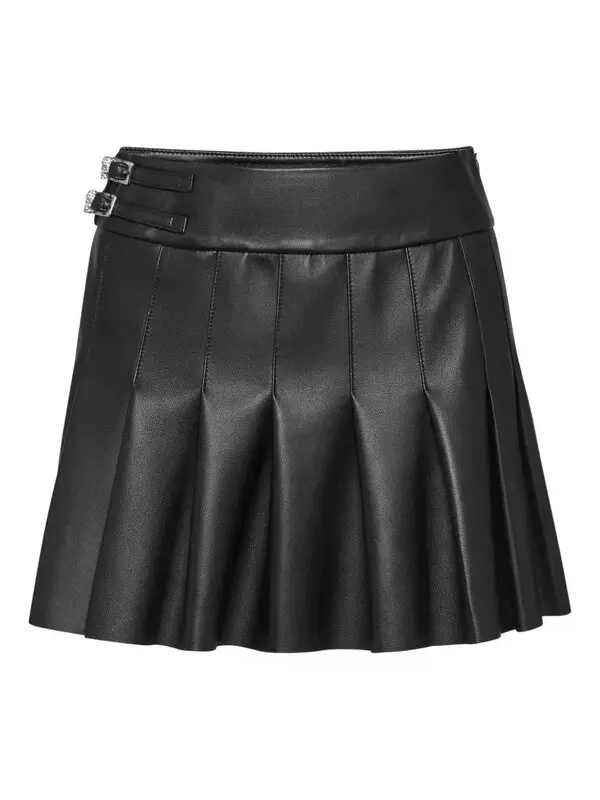 Philipp Plein Leather Pleated Mini Skirt