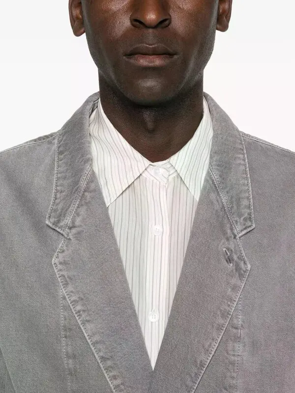 LEMAIRE Double-breasted Patch-pocket Denim Blazer - Grey