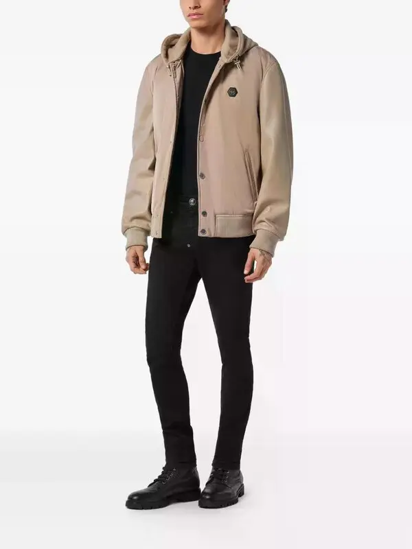 Philipp Plein Hooded Bomber Jacket - Neutrals