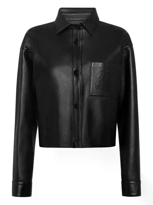 Philipp Plein Cropped Leather Shirt With Embossed Logo