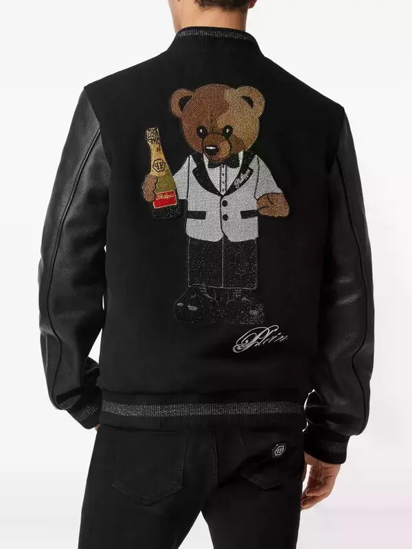 Philipp Plein Embellished Teddy Bear Varsity Jacket