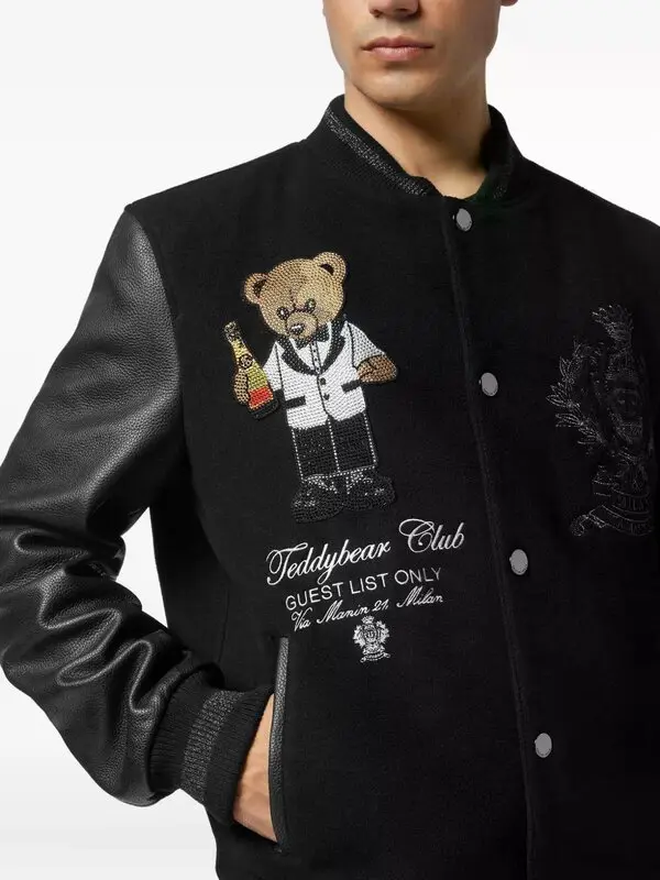 Philipp Plein Embellished Teddy Bear Varsity Jacket