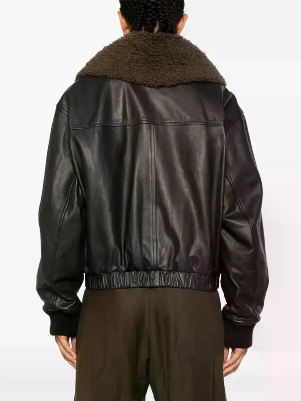 LEMAIRE Shearling Collar Leather Jacket