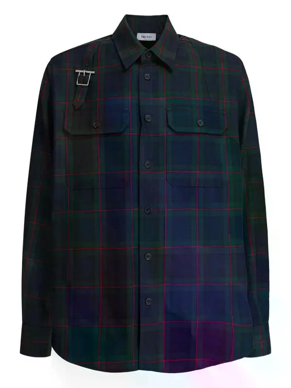 Alexander McQueen Buckle-strap Plaid Shirt