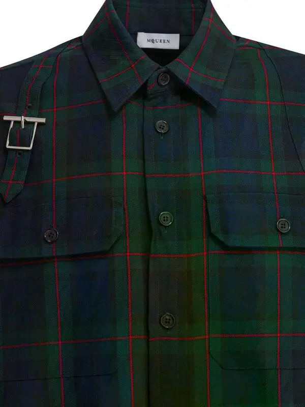 Alexander McQueen Buckle-strap Plaid Shirt