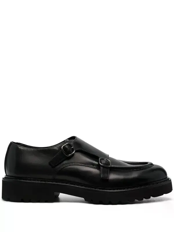 DOUCAL'S Double-buckle Leather Monk Shoes