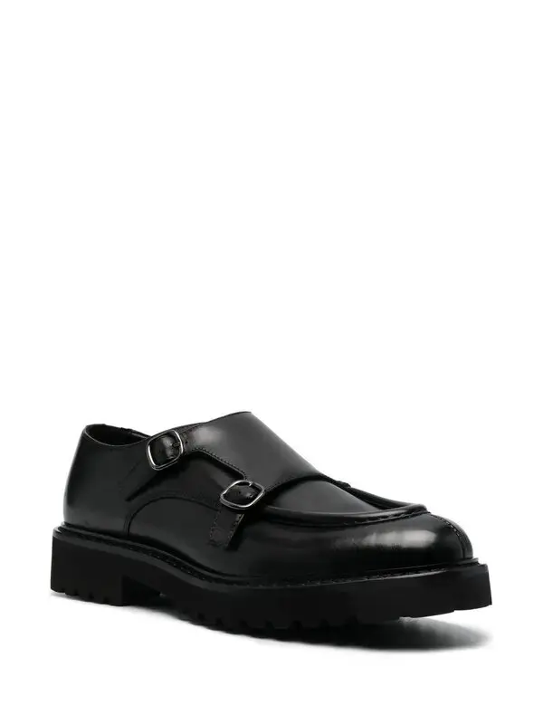 DOUCAL'S Double-buckle Leather Monk Shoes