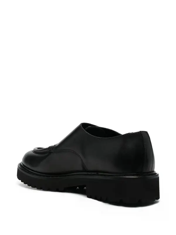 DOUCAL'S Double-buckle Leather Monk Shoes