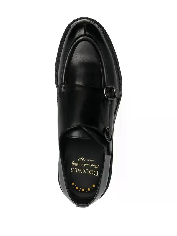 DOUCAL'S Double-buckle Leather Monk Shoes