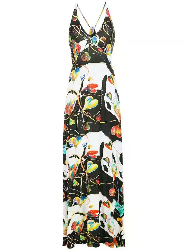 AMIR SLAMA Graphic Heart-print Maxi Dress