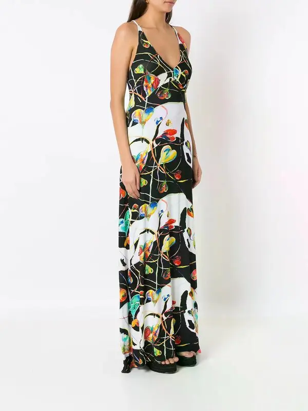 AMIR SLAMA Graphic Heart-print Maxi Dress