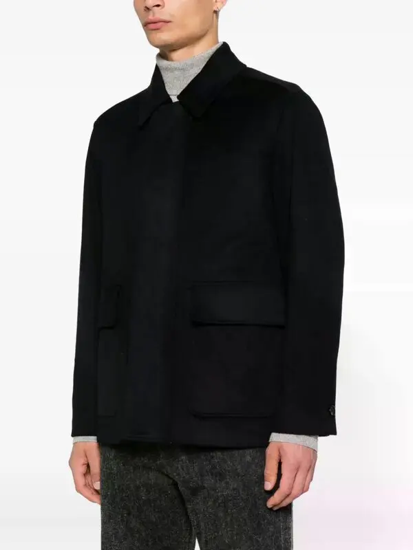 LARDINI Patch-pocket Shirt Jacket - Blue