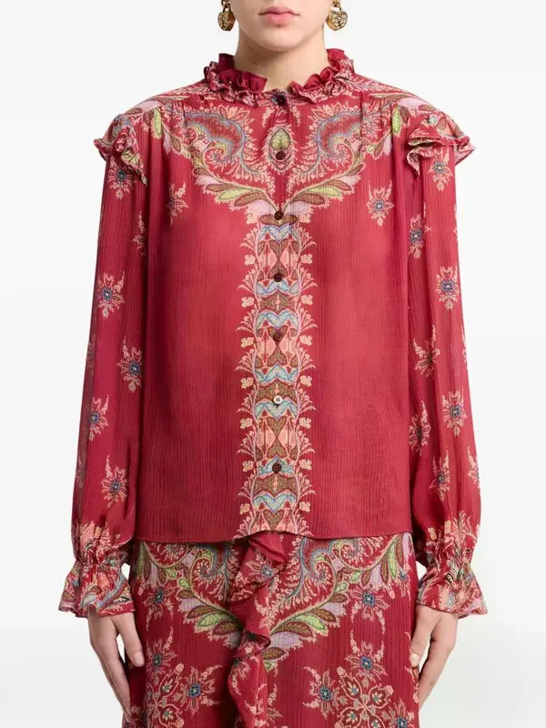Etro Paisley-print Ruffled Blouse