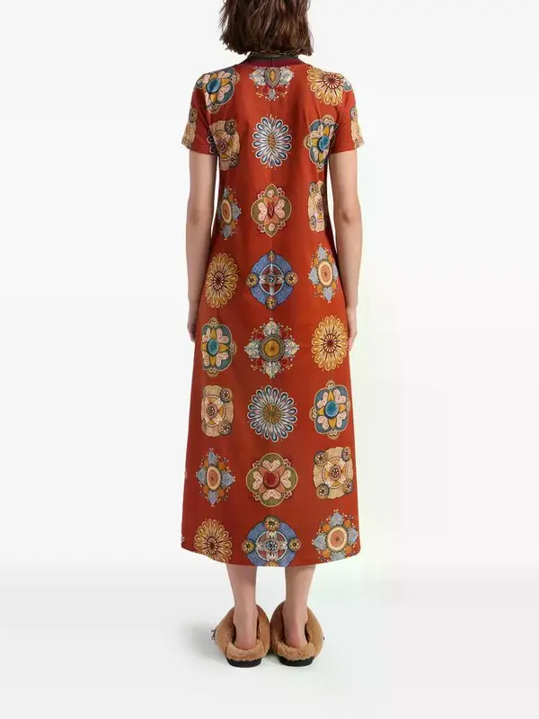 La DoubleJ Floral-print Swing Midi Dress - Red