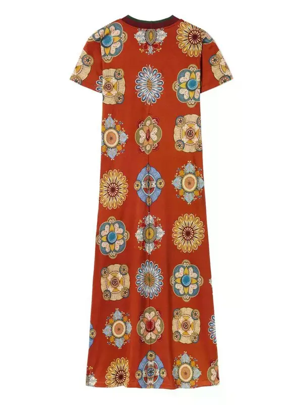 La DoubleJ Floral-print Swing Midi Dress - Red