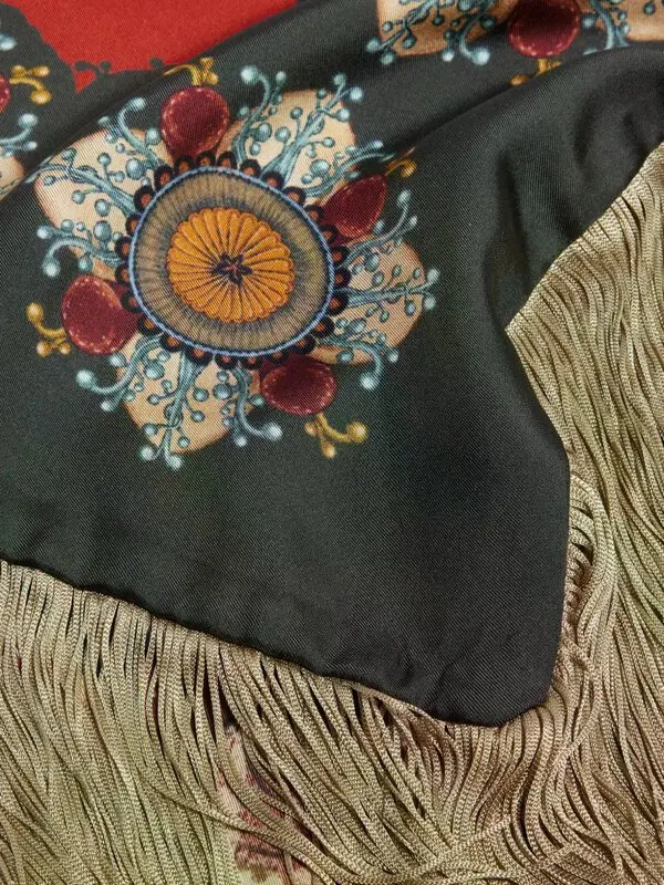 La DoubleJ Floral-print Fringed Scarf - Red