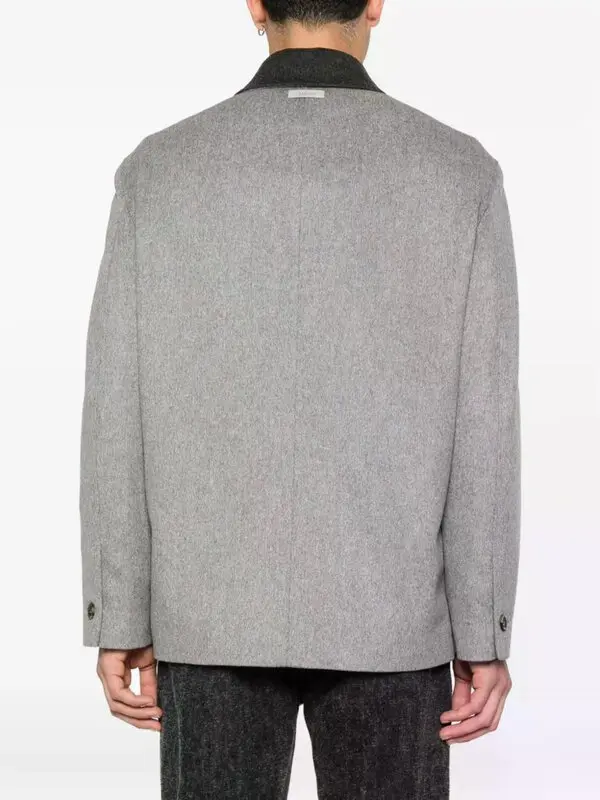 LARDINI Contrast-collar Wool Shirt Jacket