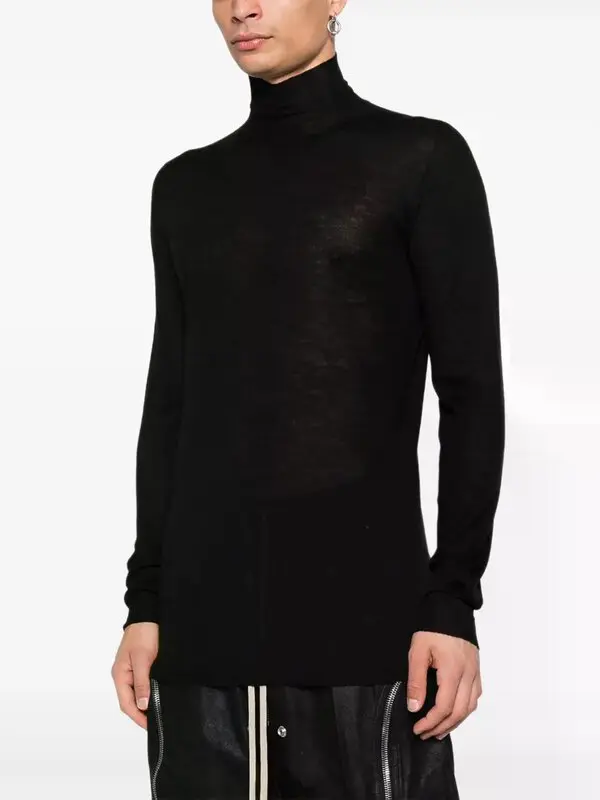 Rick Owens High-neck Wool Sweater - Black