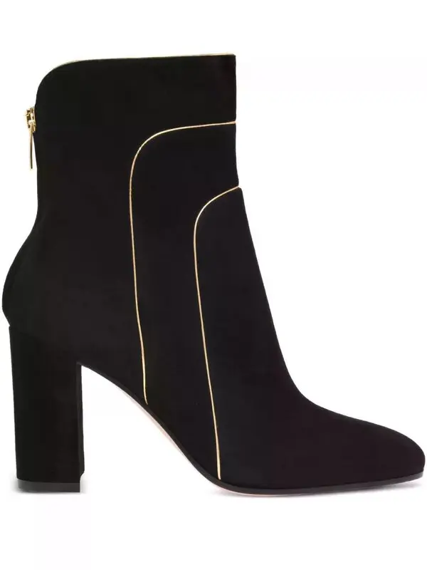 GIANVITO ROSSI Suede Ankle Boots With Gold Trim
