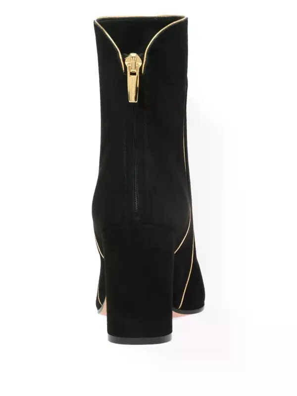 GIANVITO ROSSI Suede Ankle Boots With Gold Trim
