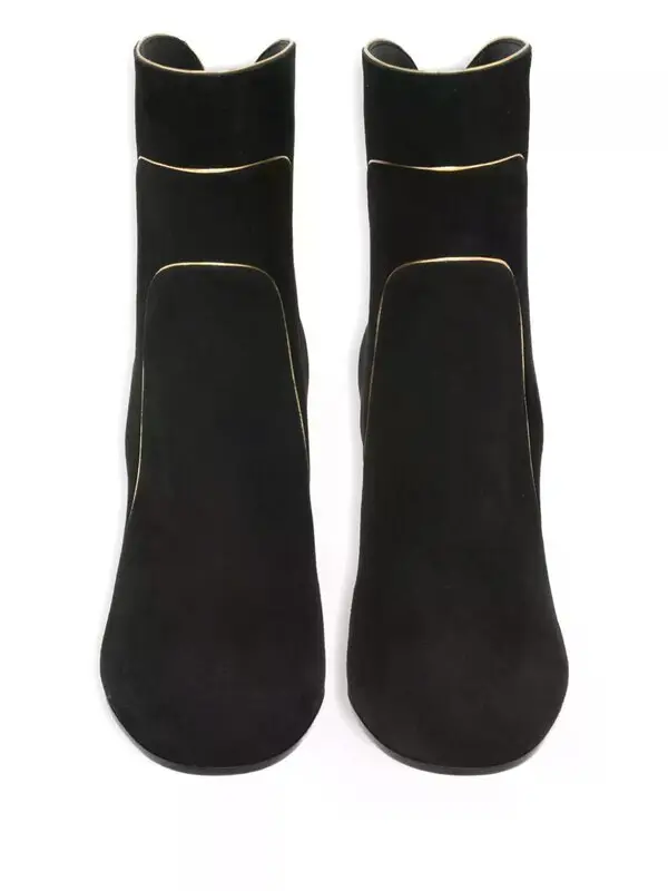 GIANVITO ROSSI Suede Ankle Boots With Gold Trim