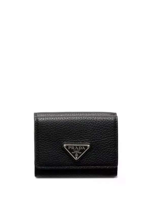 Prada Small Enamel Triangle-logo Wallet - Black