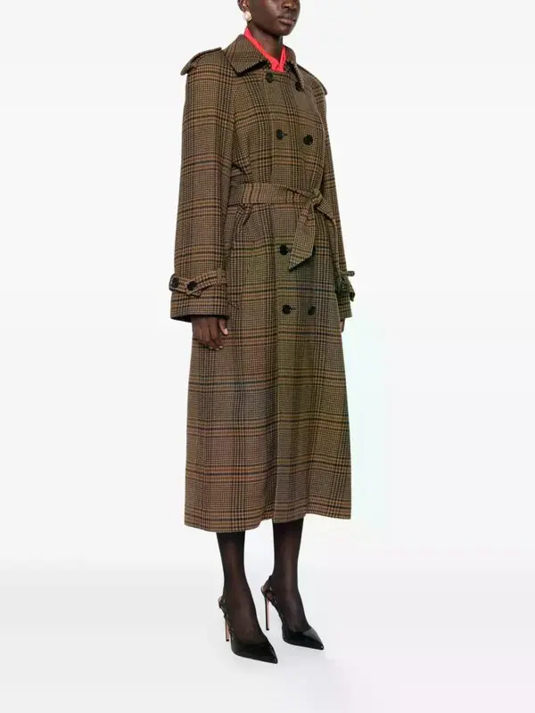 Saint Laurent Checked Double-breasted Trench Coat