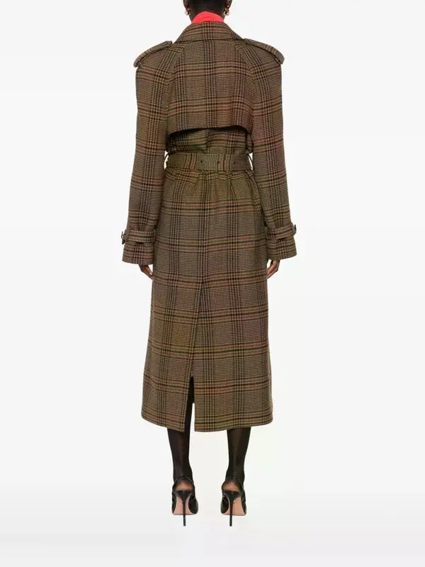 Saint Laurent Checked Double-breasted Trench Coat