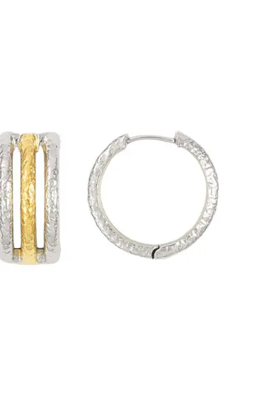 LUCY QUARTERMAINE Multi Finish Triple Hoop Earrings - Sterling Silver