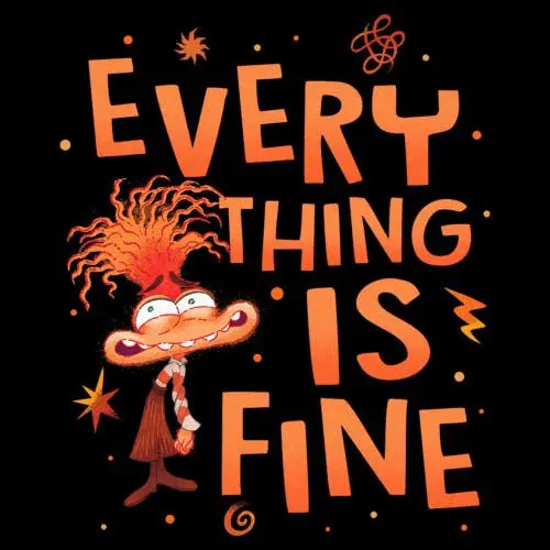 INSIDE OUT 2 Anxiety Everything Is Fine Short Sleeve Graphic T-shirt