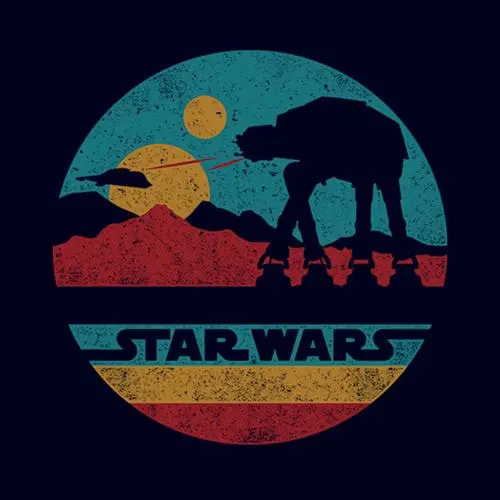 STAR WARS At-at Retro Circle Graphic T-shirt - Navy Blue
