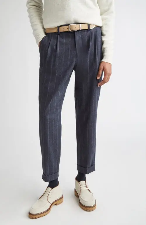 Eleventy Striped Virgin Wool And Cashmere Pants