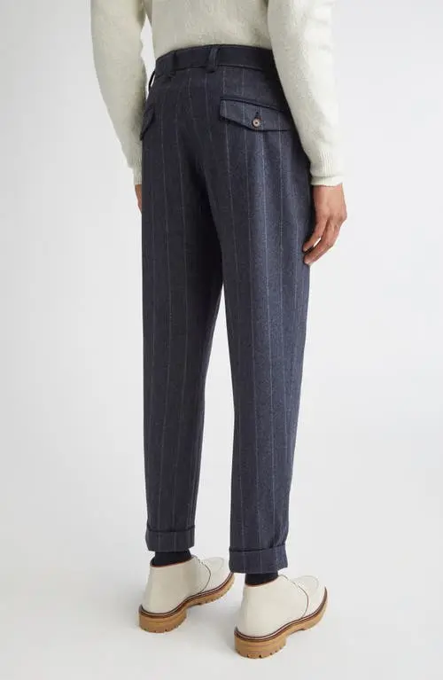 Eleventy Striped Virgin Wool And Cashmere Pants