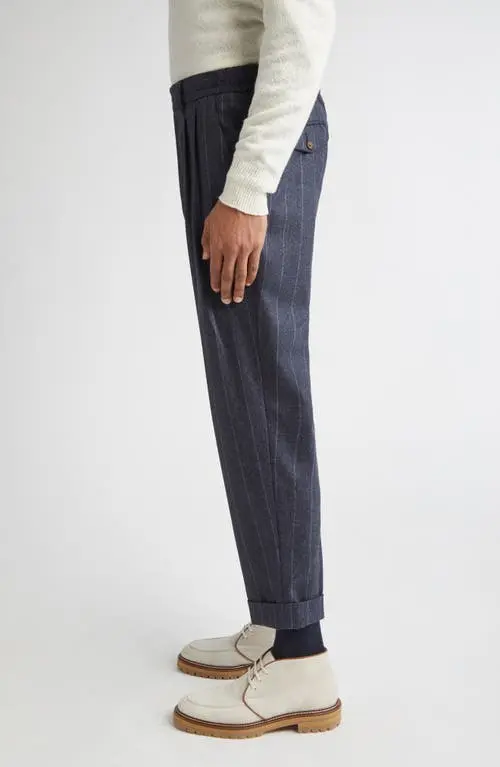 Eleventy Striped Virgin Wool And Cashmere Pants